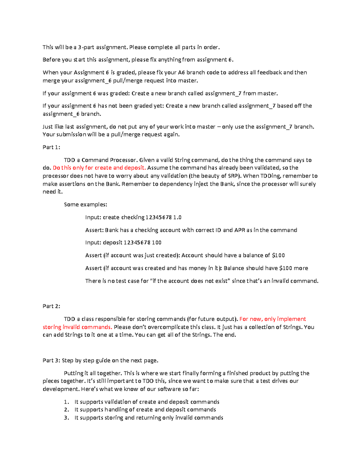 Assignment 7 - comp sci - This will be a 3-part assignment. Please ...