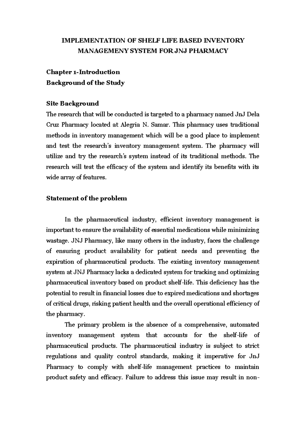 Implementation OF Shelf LIFE Based Inventory Manag - IMPLEMENTATION OF ...