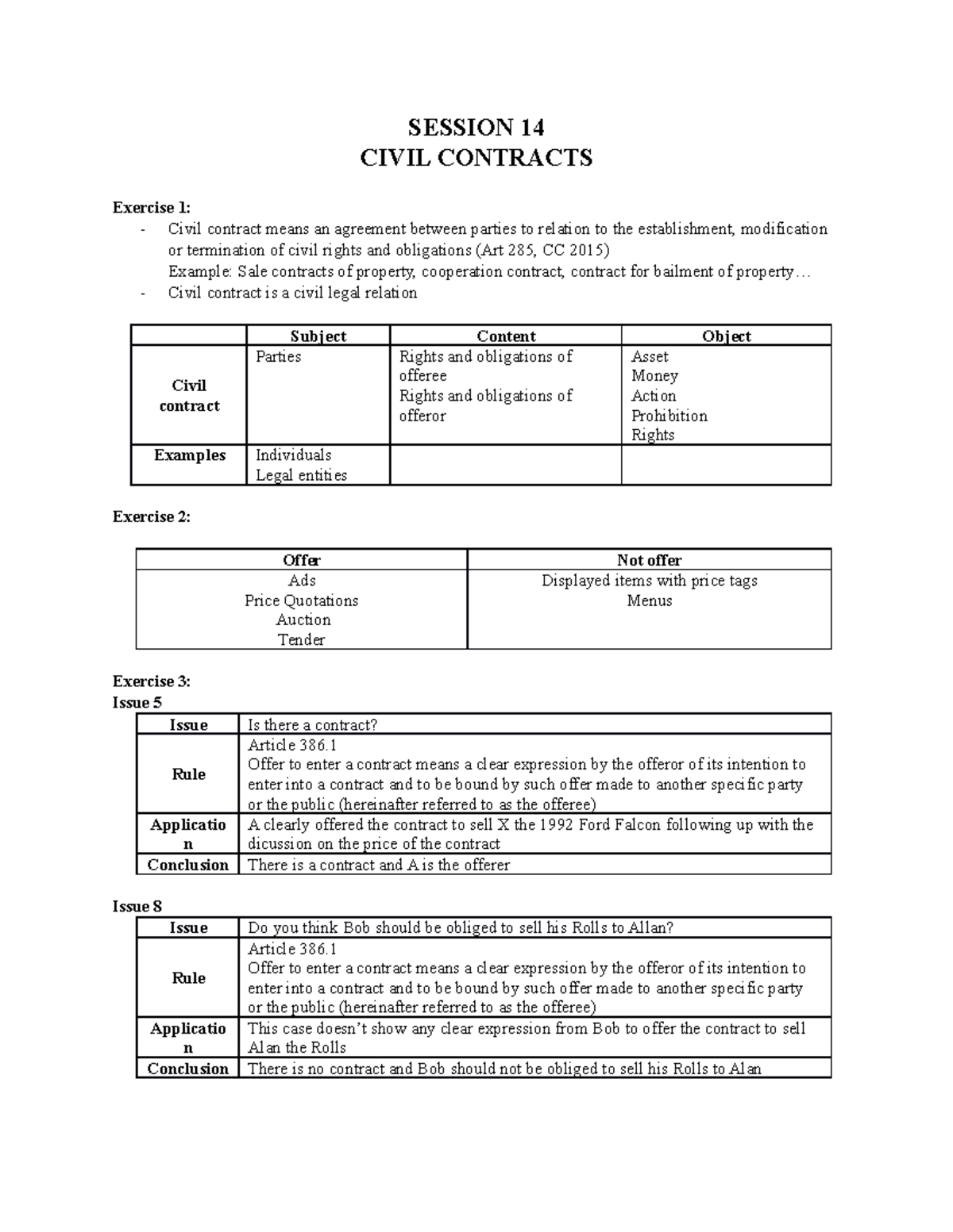 Homework session 14 - SESSION 14 CIVIL CONTRACTS Exercise 1: - Civil ...