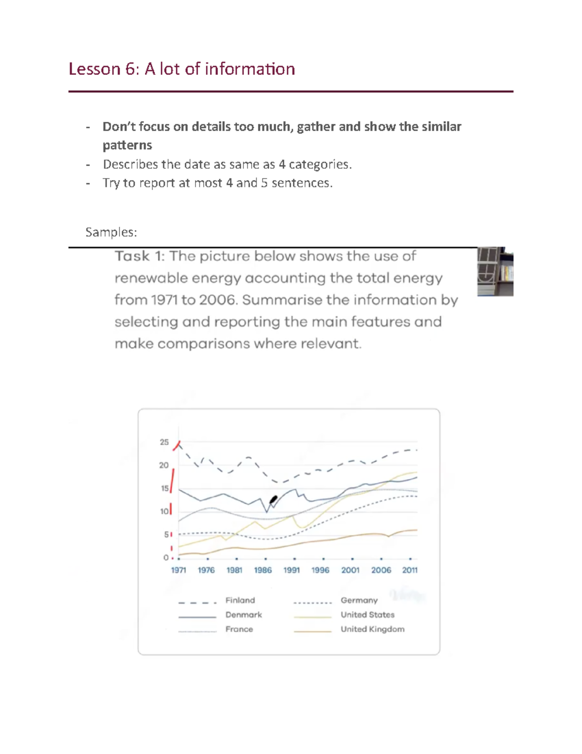 Lesson 6 - a lot of information - Lesson 6: A lot of information Don’t ...