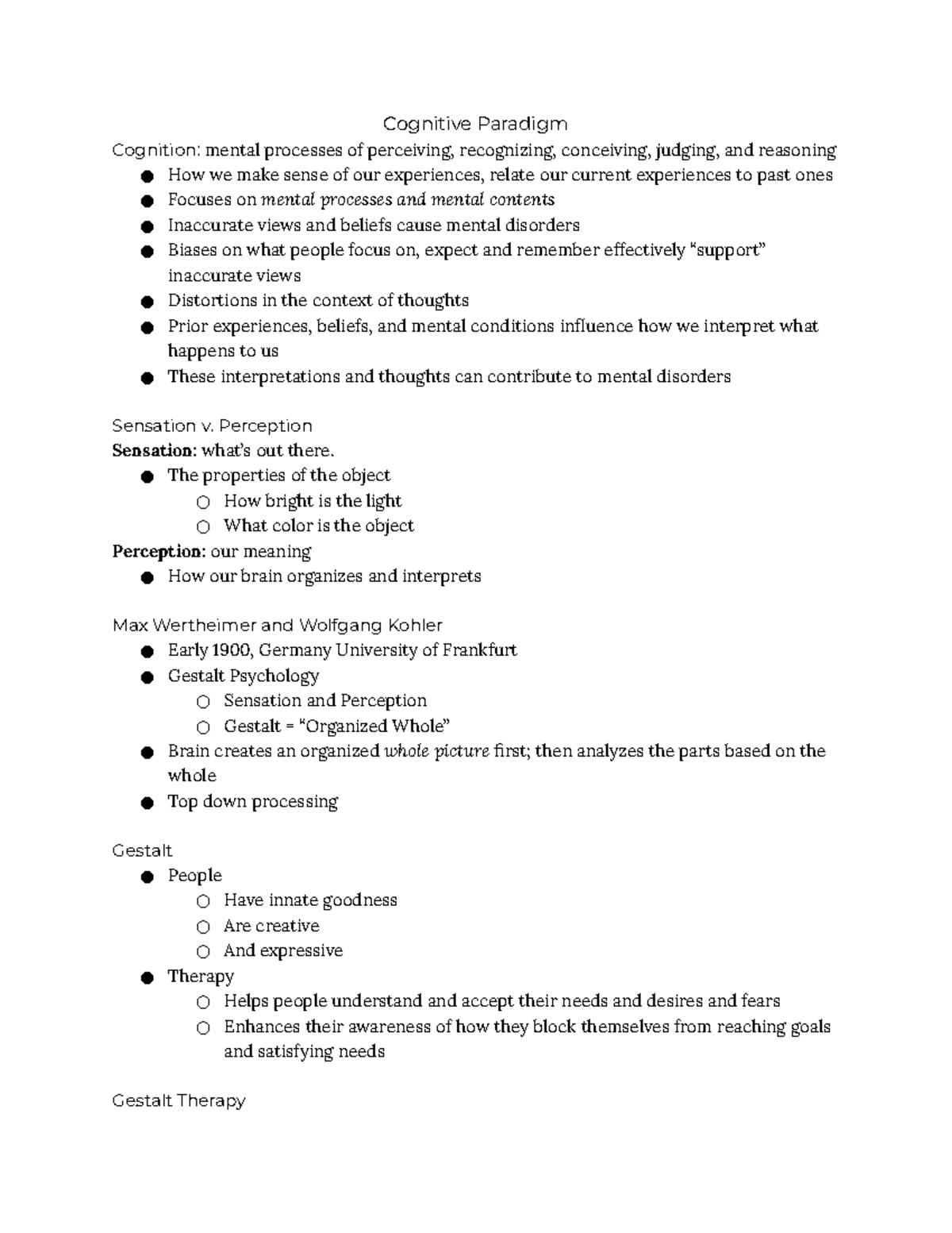 Cognitive Paradigm Lecture - Cognitive Paradigm Cognition: mental ...