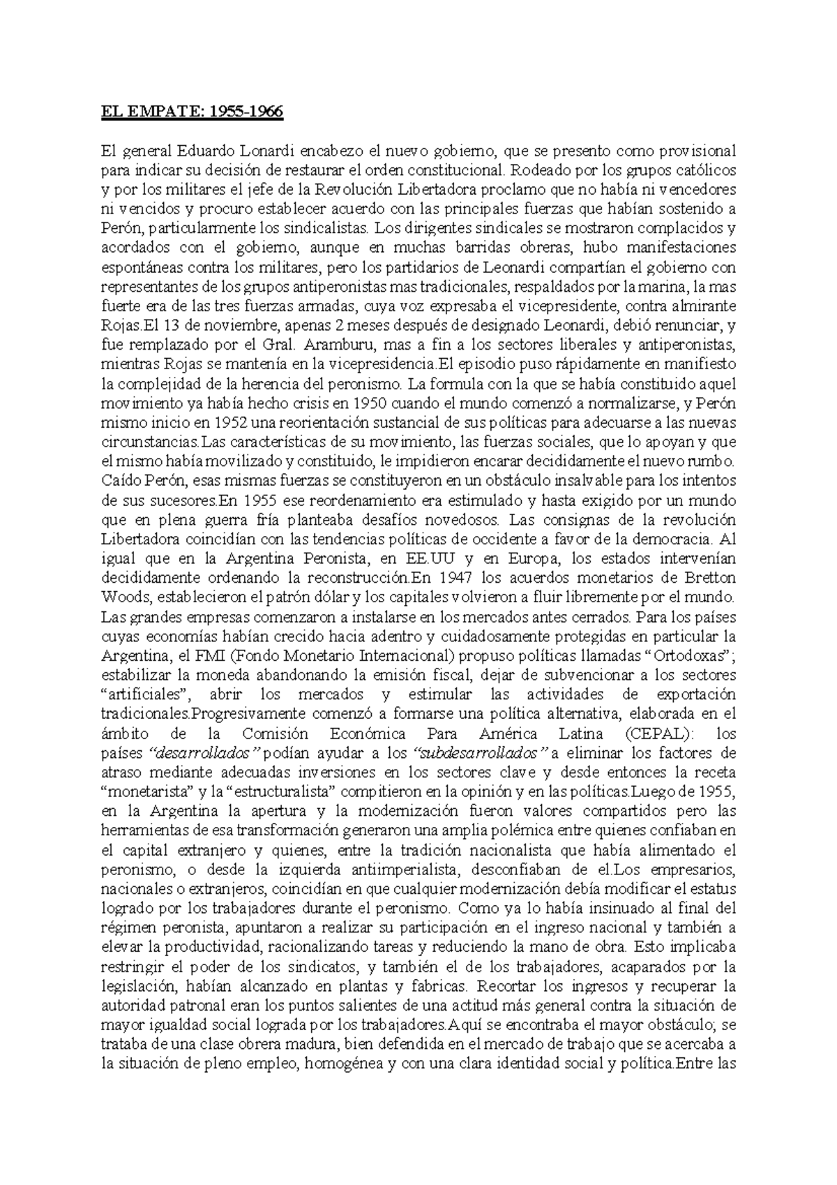 EL Empate 1955-1966 - Etapa de 1955-1966 argentina - EL EMPATE: 1955 ...