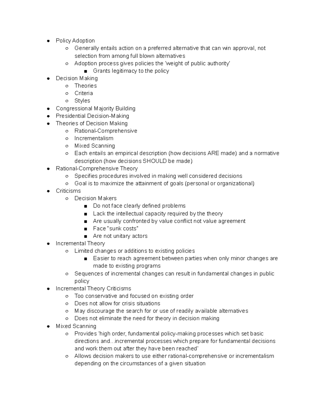 Policy Adoption I - Policy Adoption Generally entails action on a ...