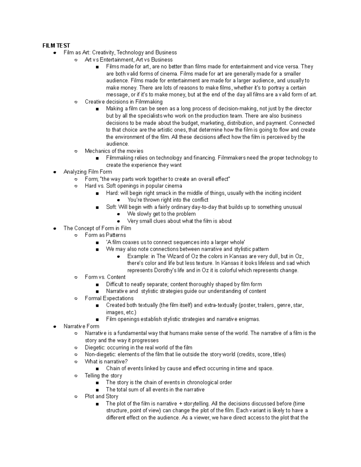 Film review test 1 - Summary INTRODUCTION to FILM STUDIES - FILM TEST ...