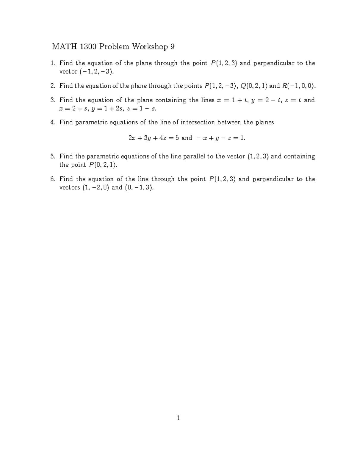 PW9 - practice solution - MATH 1300 Problem Workshop 9 Find the ...