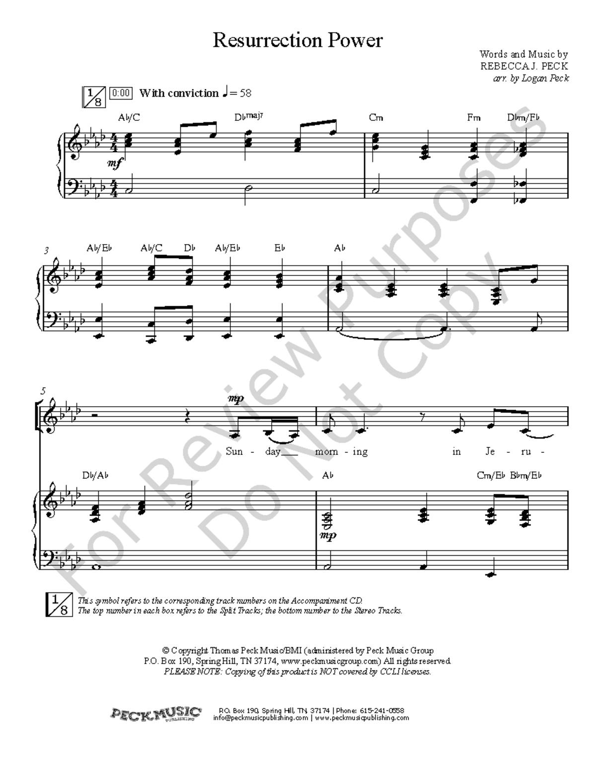 Resurrection-Power-SATB - { { ° ¢ { © Copyright Thomas Peck Music/BMI ...