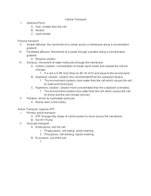 The cell and cell division notes - The cell and cell division I. Cell ...