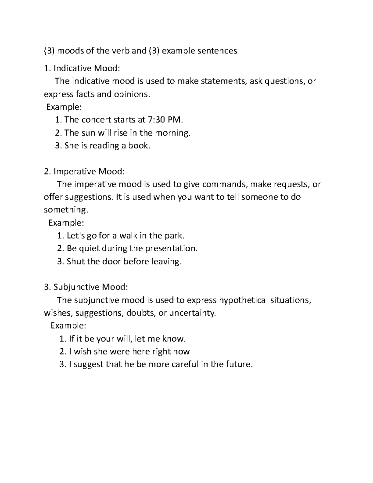 English - sccv - (3) moods of the verb and (3) example sentences ...