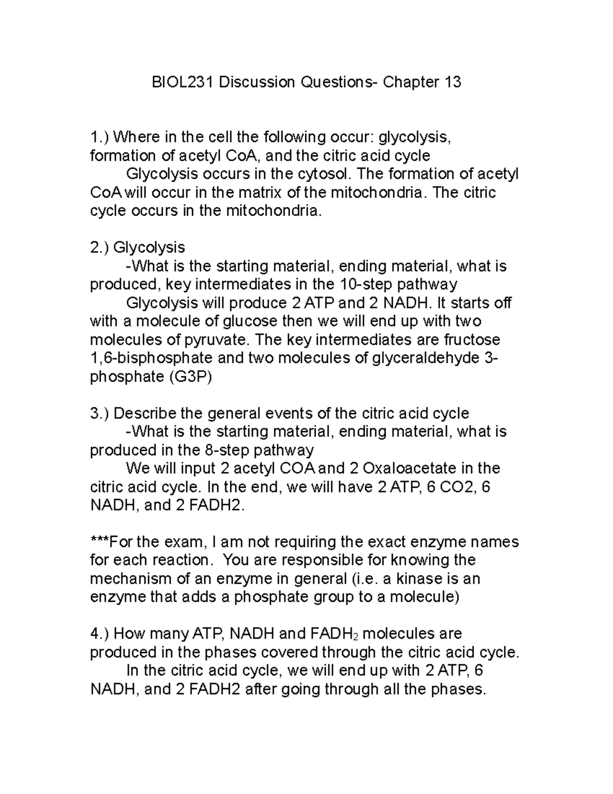 BIOL231 Discussion questions Ch. 13 - BIOL231 Discussion Questions ...