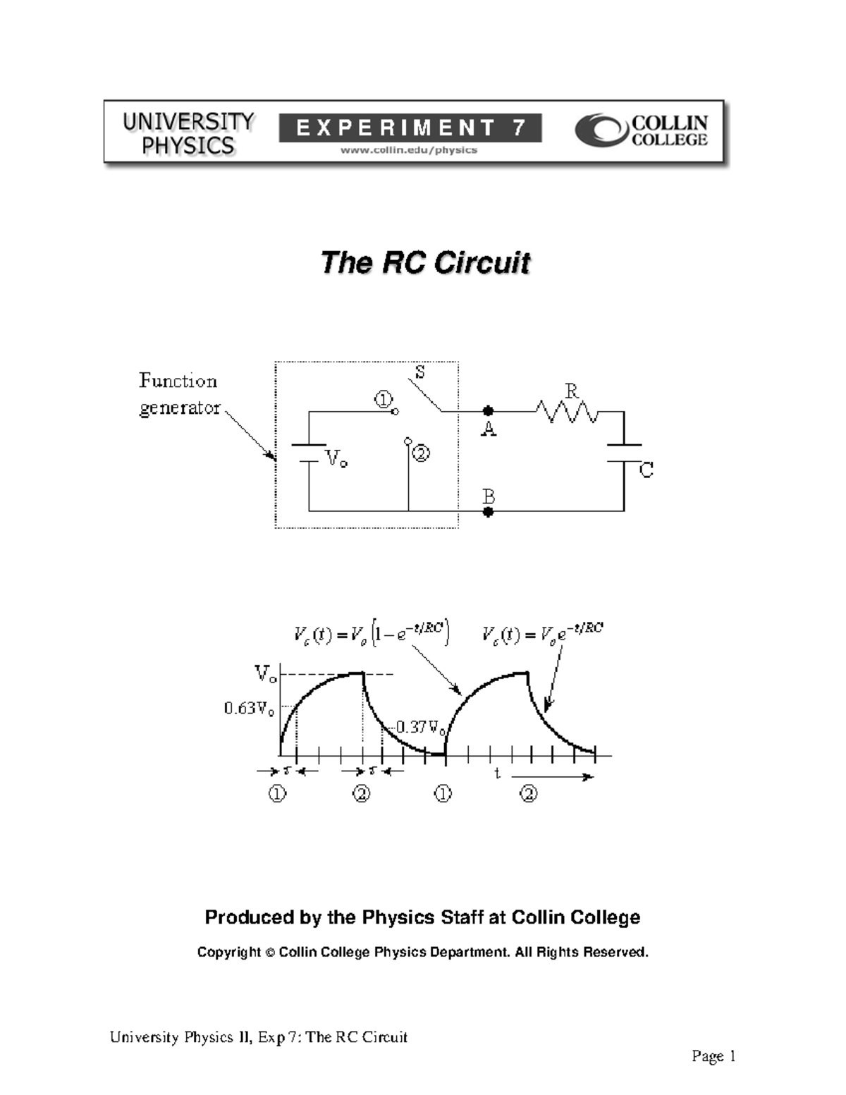 PHYS 2426 Exp 7 Manual - Hw assignment - University Physics II, Exp 7 ...