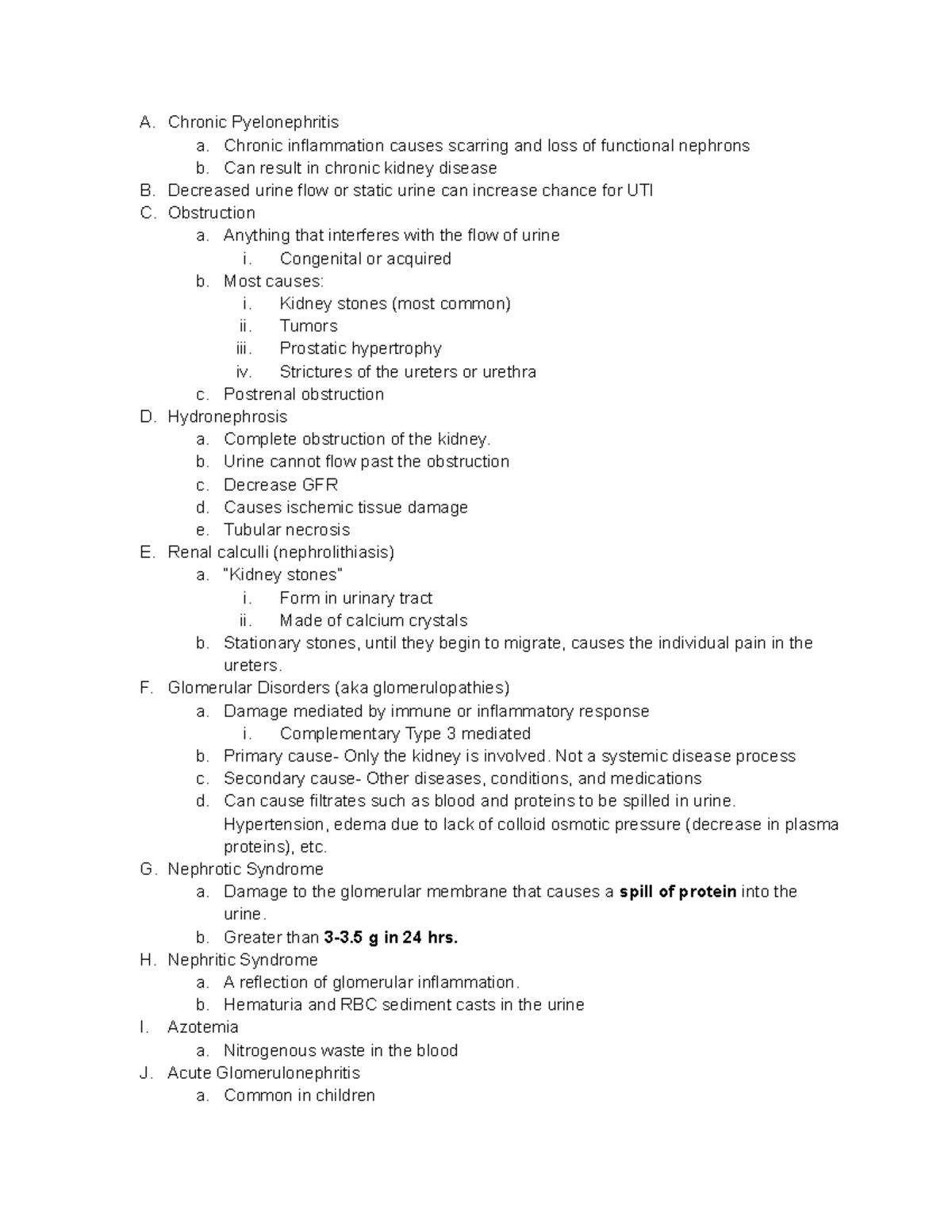 Renal System - A. Chronic Pyelonephritis a. Chronic inflammation causes ...
