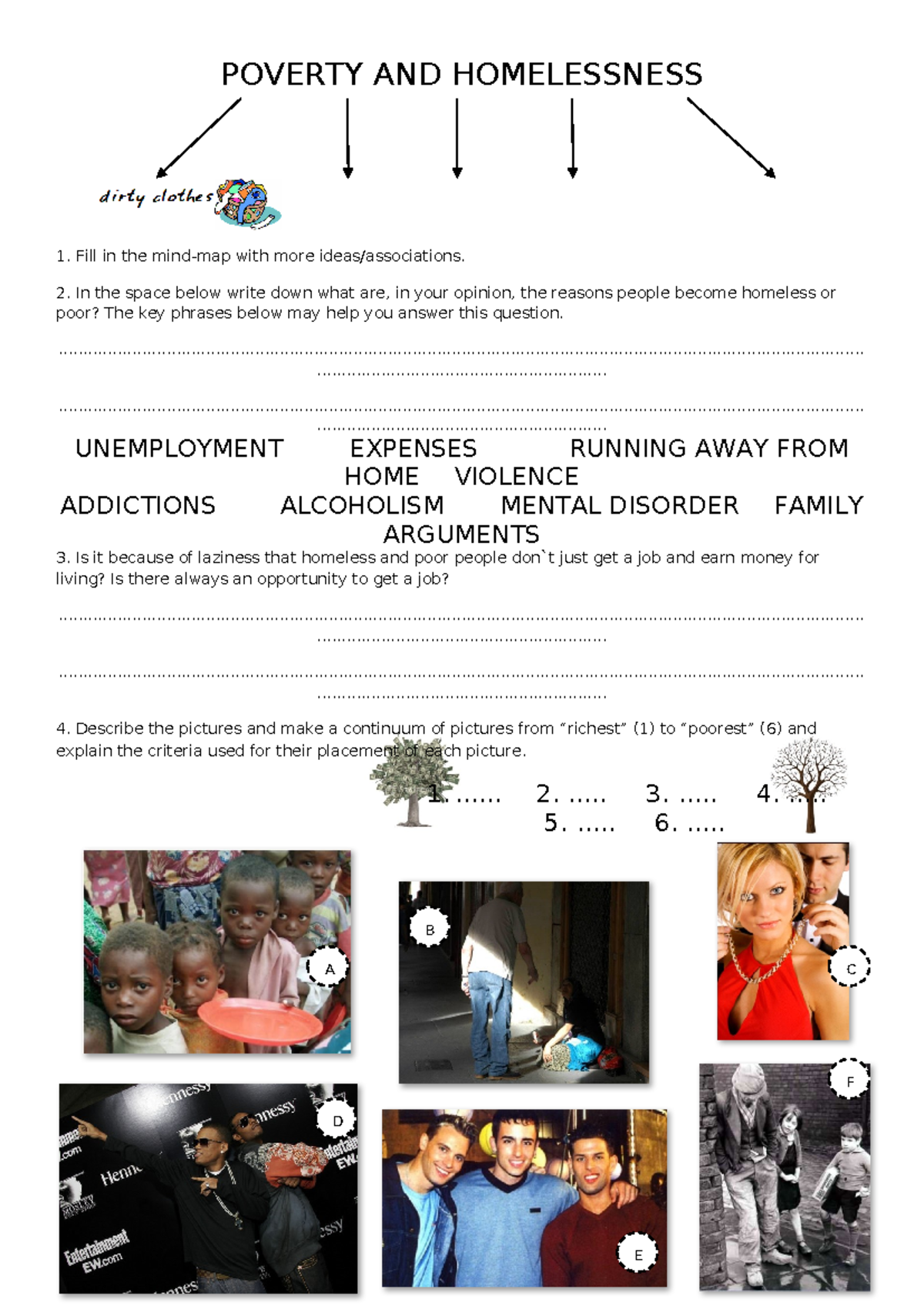 THE Homeless AND THE POOR full worksheet share - POVERTY AND ...