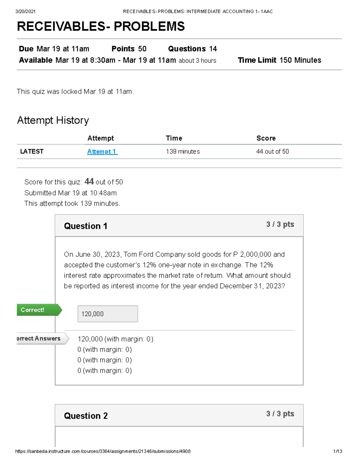 Rec prob c - LECTURE NOTES - RECEIVABLES- PROBLEMS Due Mar 19 at 11am ...