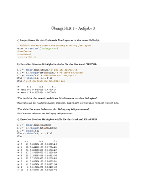 Musterlösung Aufgabe 5 - Aufgabenblatt 1 - Aufgabe 5 a) Importieren Sie den Datensatz - Studocu