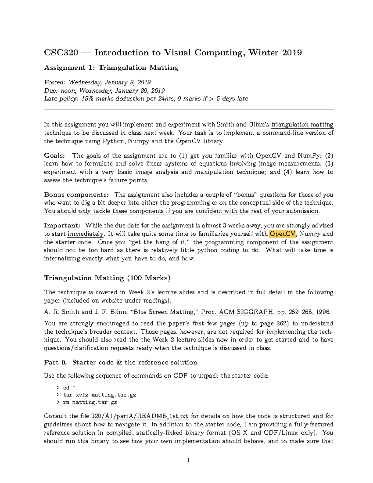 A1 handout - CSC320 — Introduction to Visual Computing, Winter 2019 ...