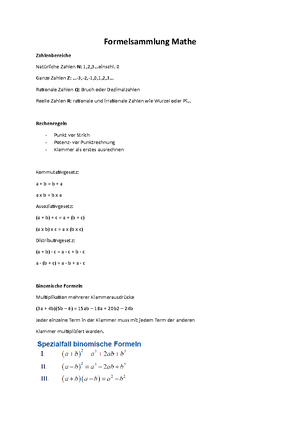 Formelsammlung - Einführung Mathematik - FOM - Studocu