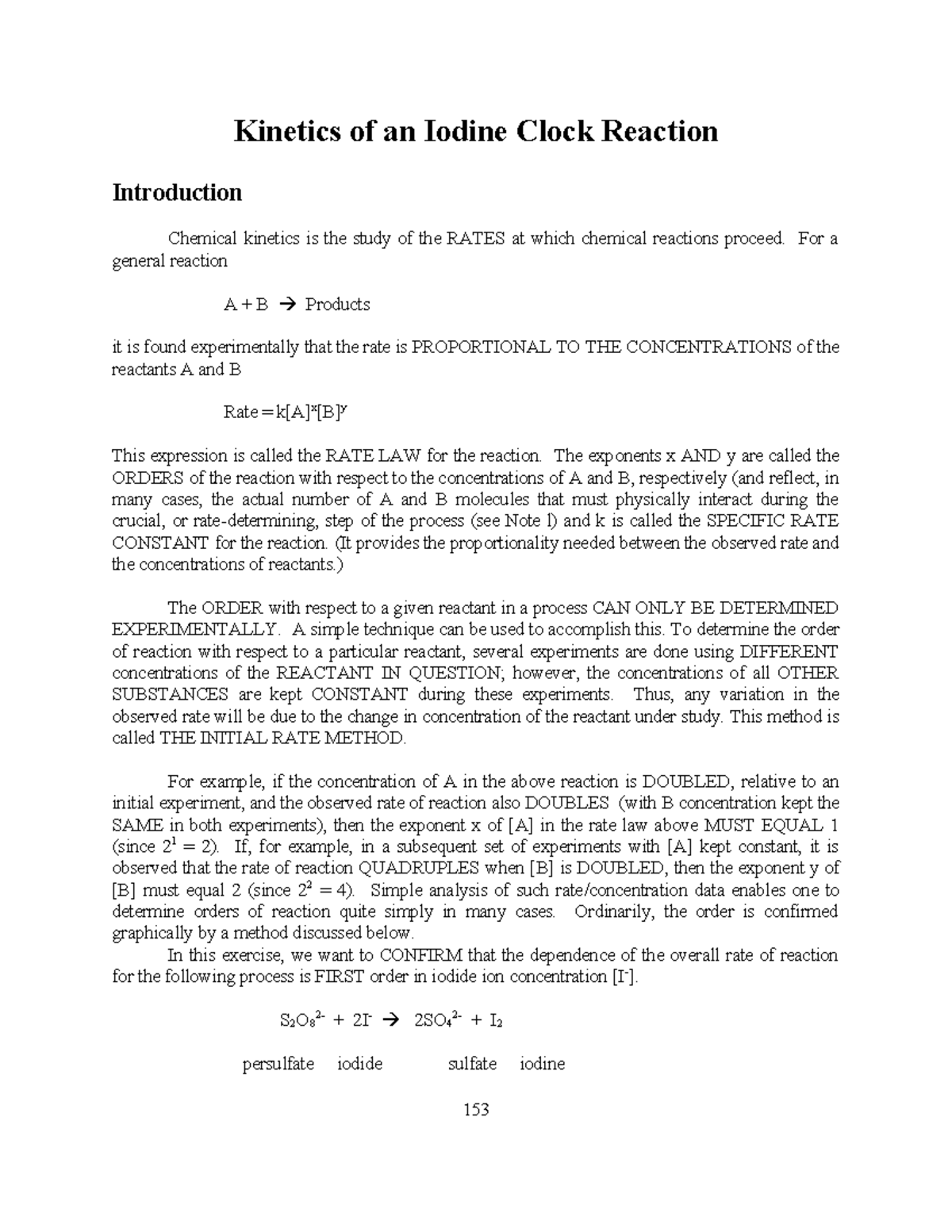 F Kinetics of an Iodine Clock Reaction (2) (1)-1 - Kinetics of an ...