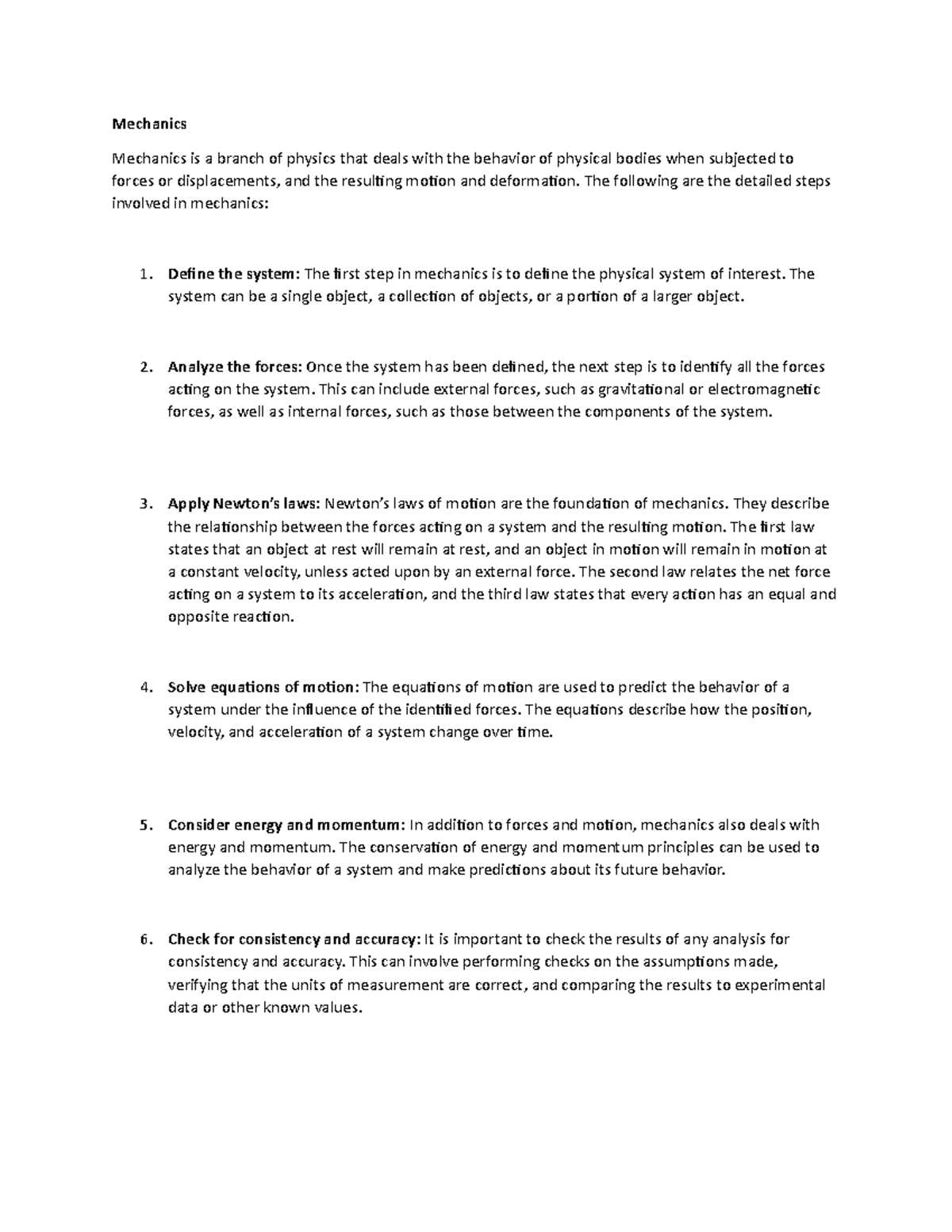 Mechanics - Mechanics Mechanics is a branch of physics that deals with ...