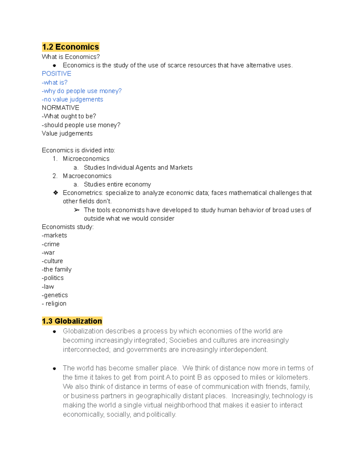Global Economics Module 1 Introduction and Key Concepts - 1 Economics ...