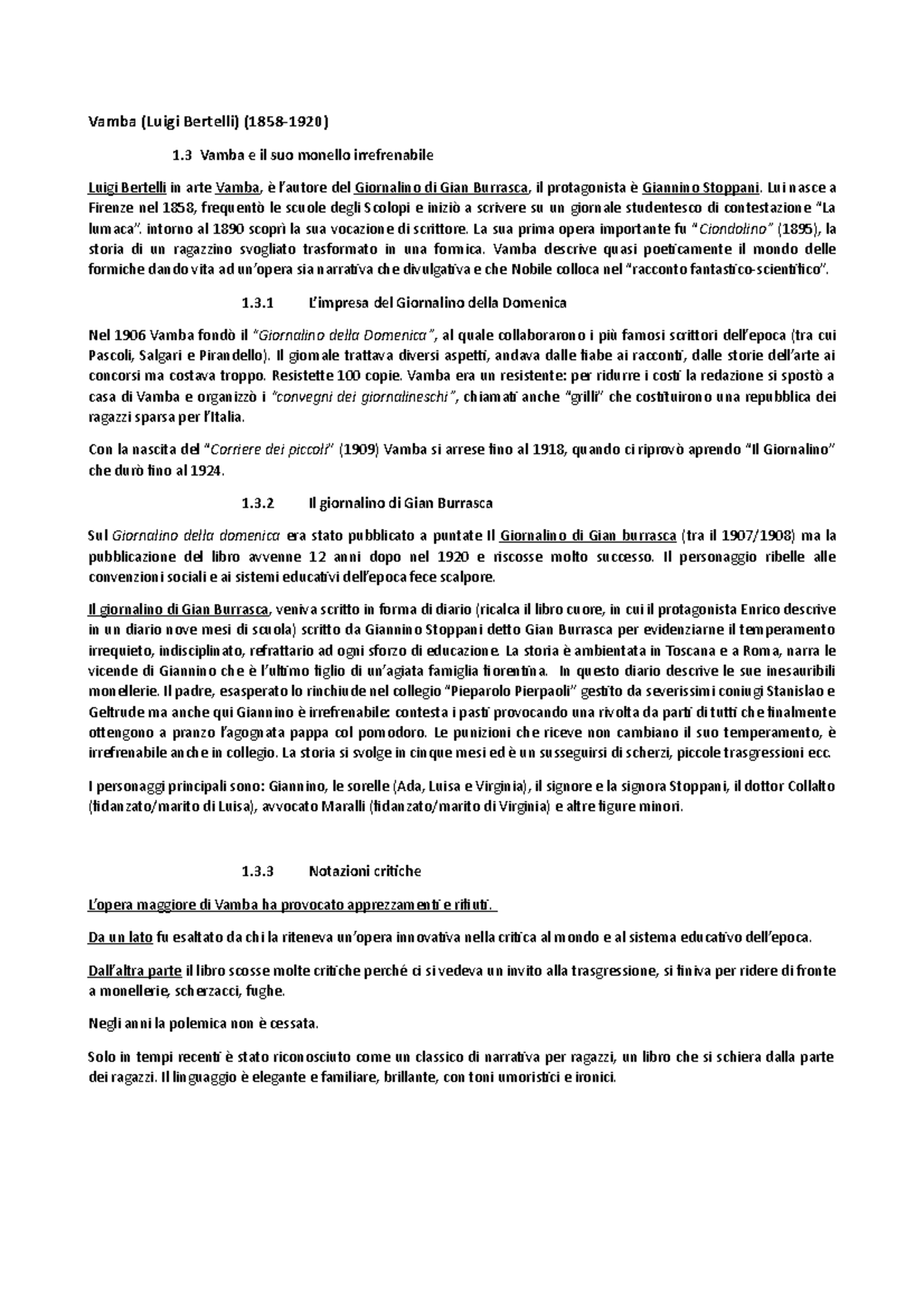 Vamba- Il giornalino di Gian Burrasca- riassunto dell'autore - Vamba ...