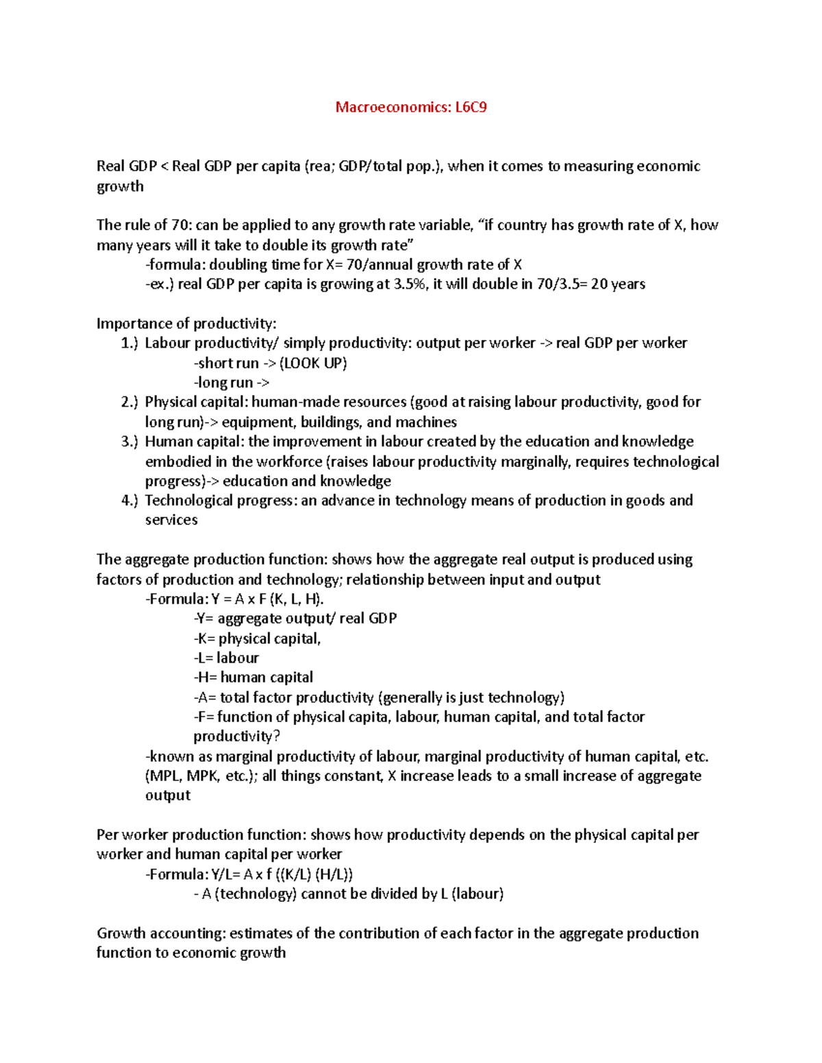 L6C9- macroeconomics - ggg - Macroeconomics: L6C Real GDP