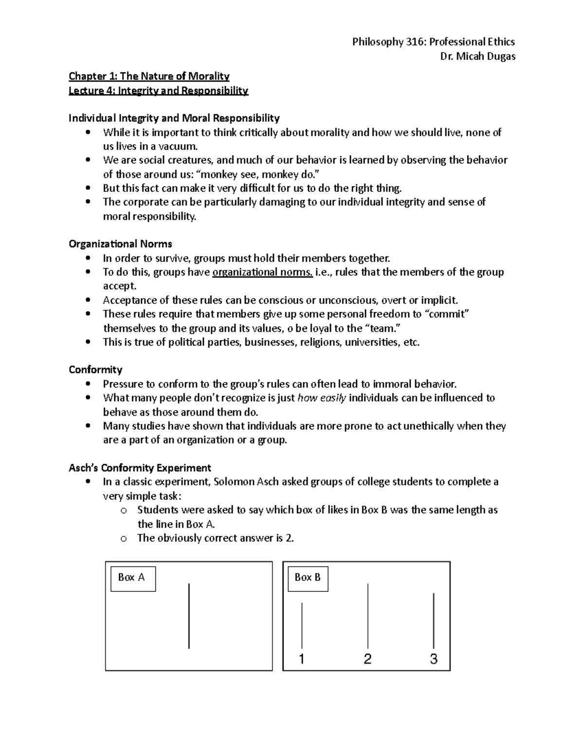 Chapter 1 - Lecure 4 - Professor: Micah Dugas This document contains the entire lecture (both ...