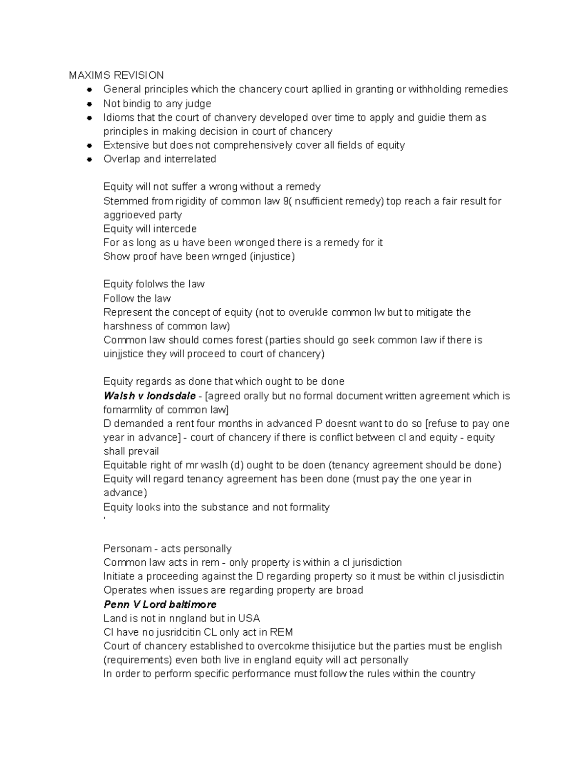 Maxims Revision Messy - Lecture notes 2 - Equity and Trust - UiTM - Studocu