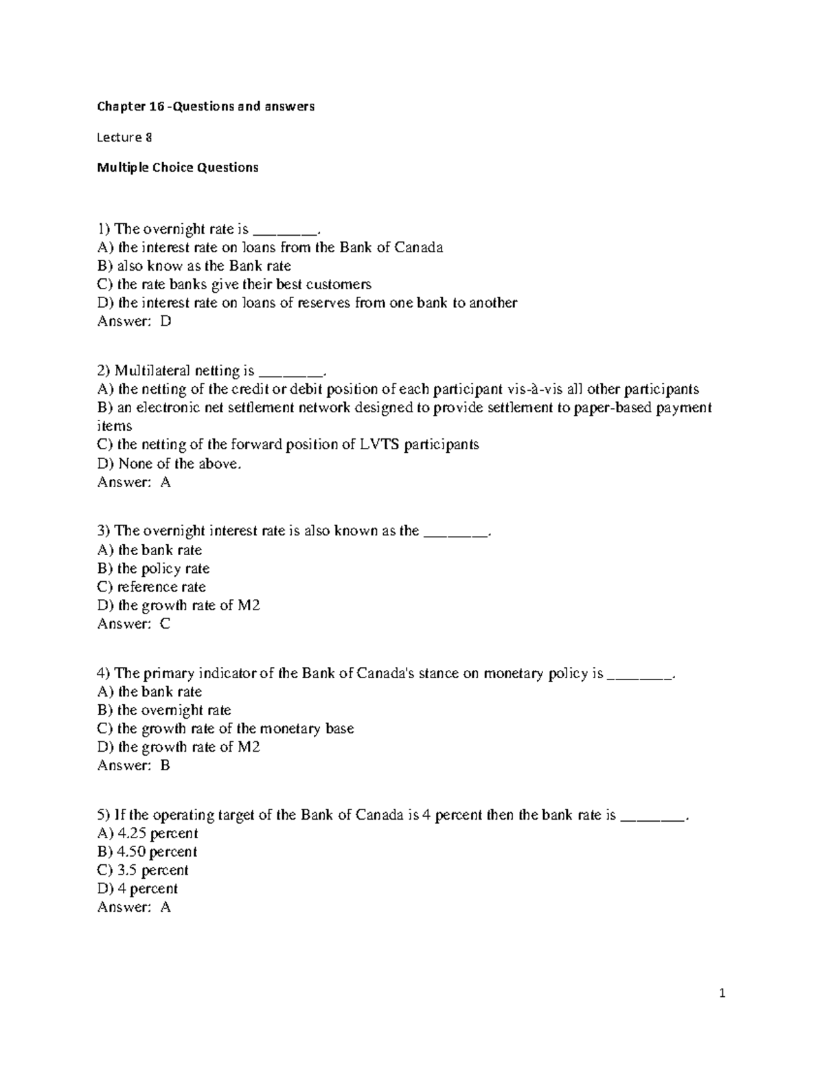 Lecture 7 and 8 questions and answers - ECN 504 - Toronto Met - Studocu