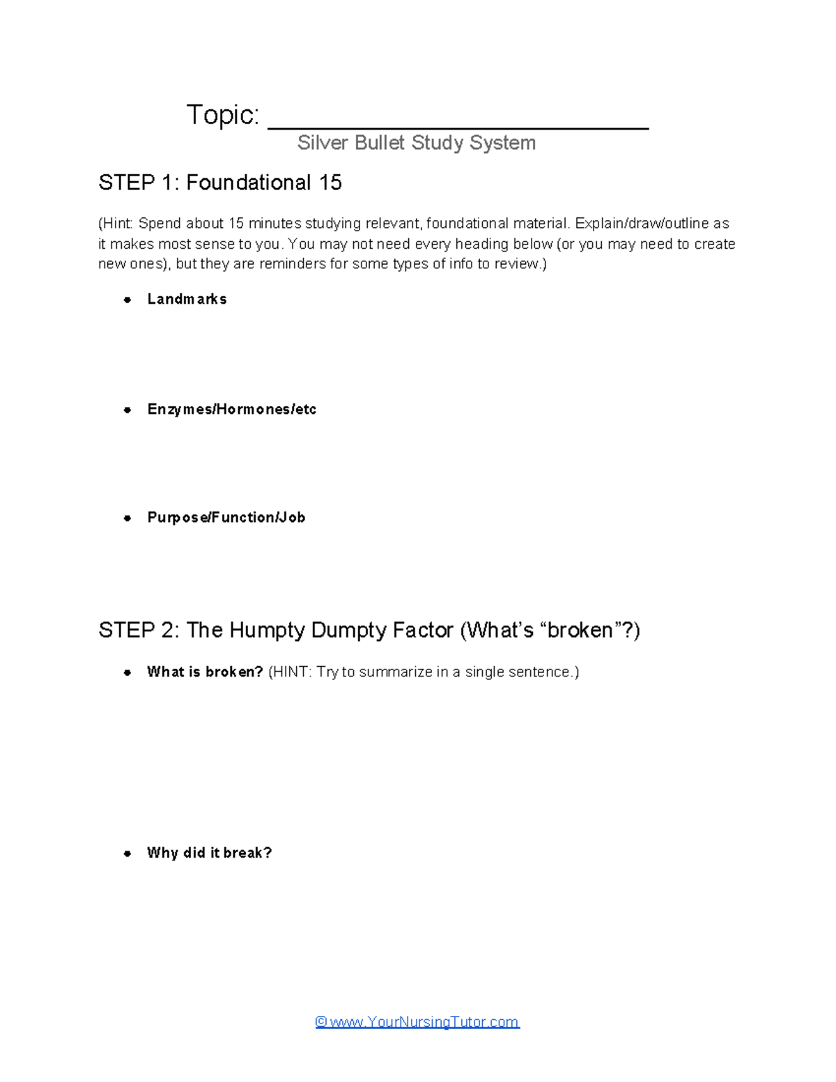 Blank-SSBS Your Nursing Tutor Dot Com - Topic ...
