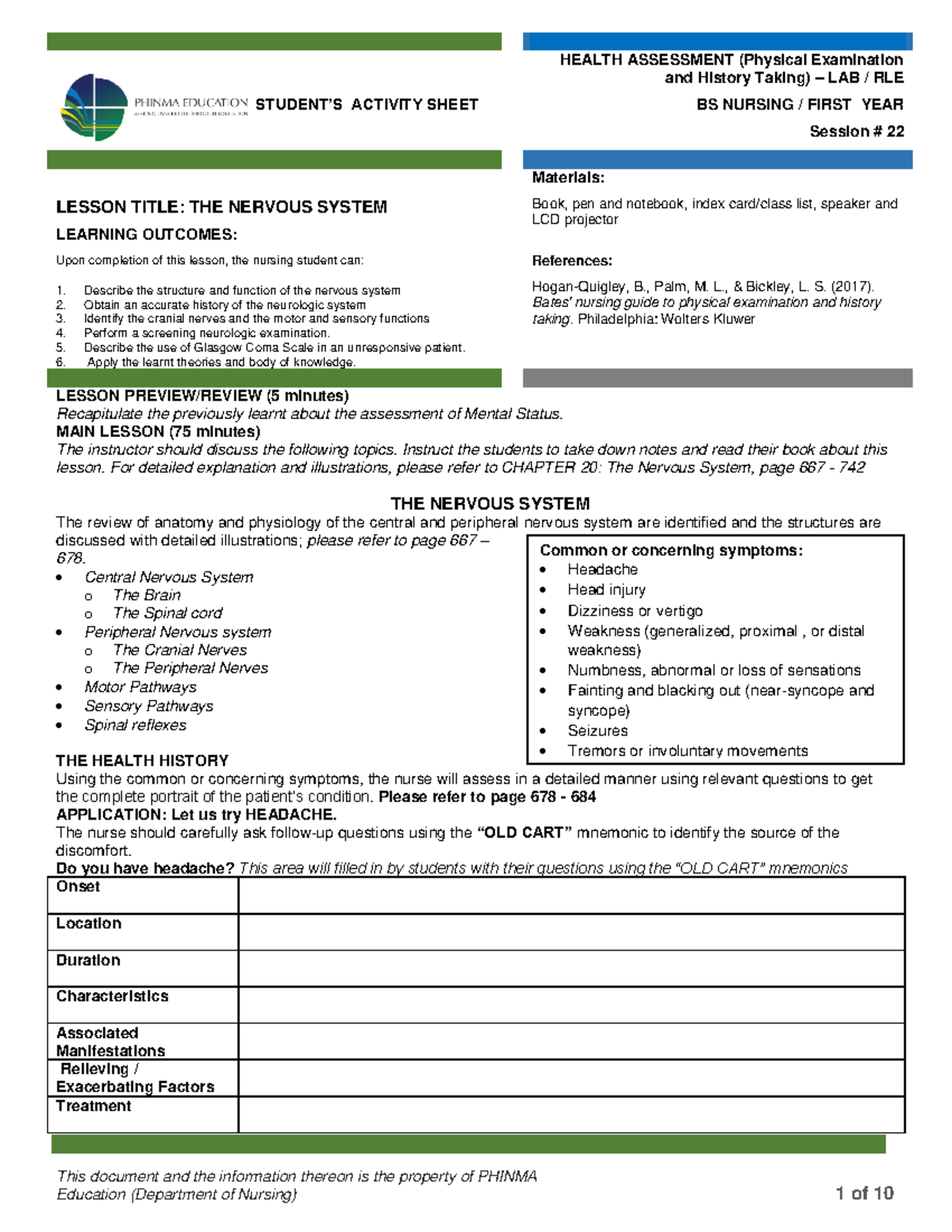 HA lab SAS22 Nervous - This document and the information thereon is the ...