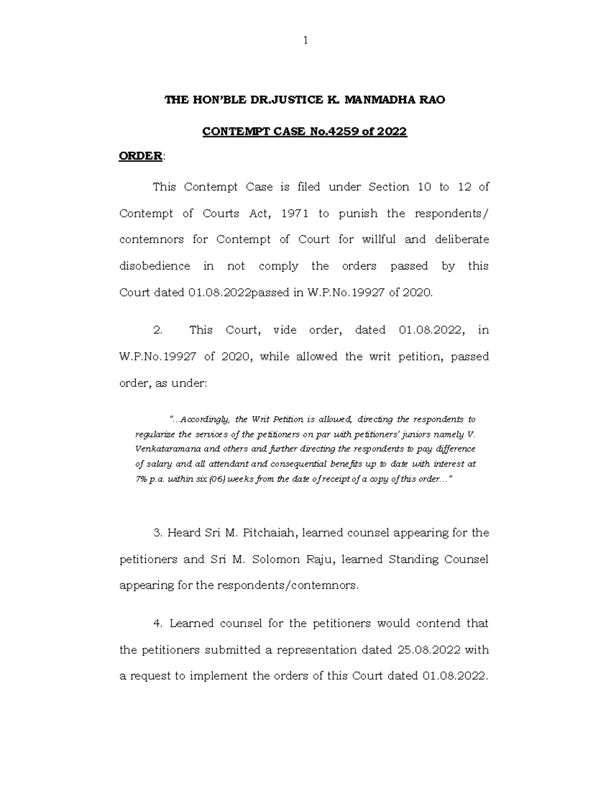 Justice K . Manmadha Rao case - THE HON’BLE DR K. MANMADHA RAO CONTEMPT ...