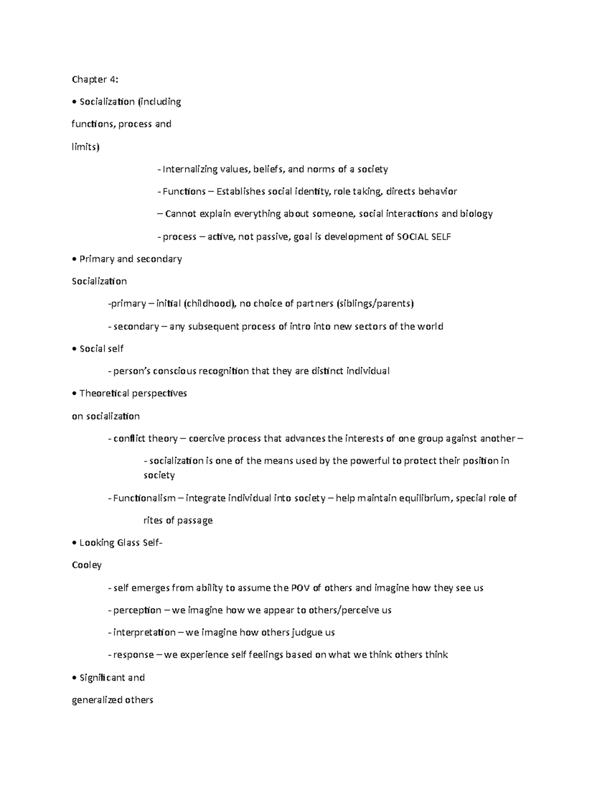 Unit 2 review - Chapter 4: Socialization (including functions, process ...
