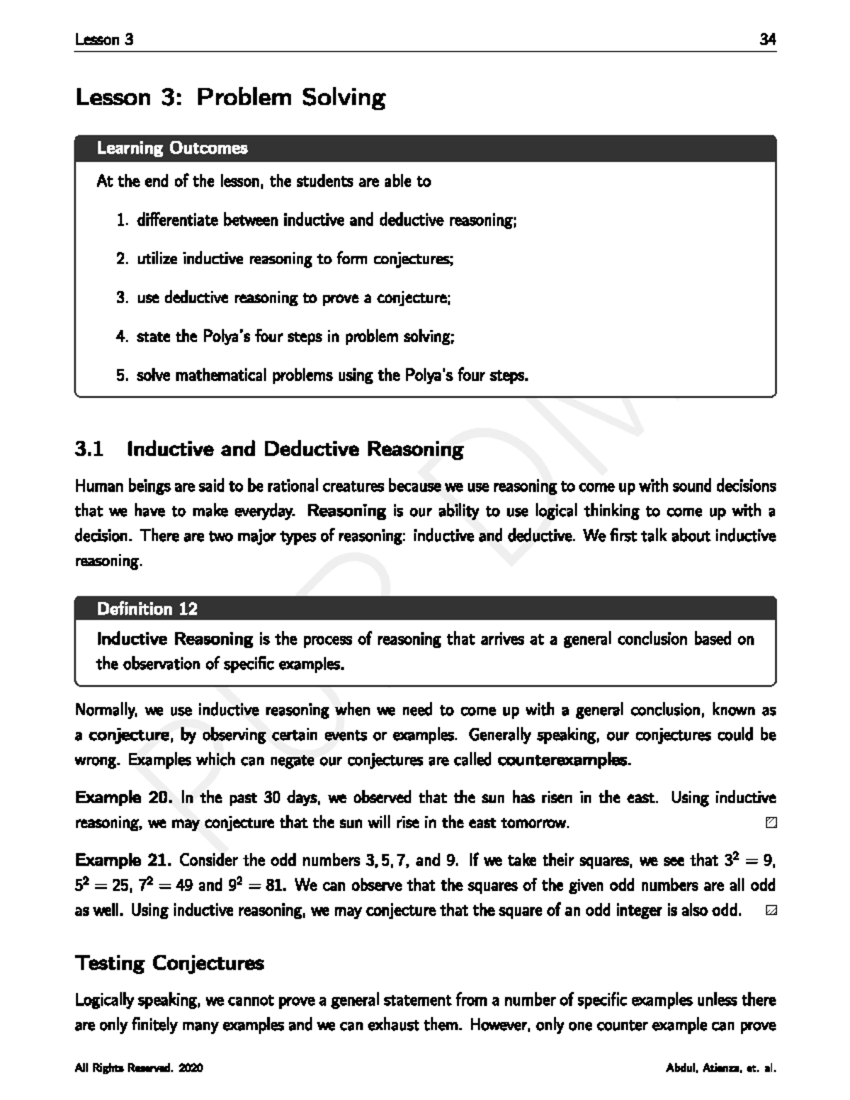 MMW2 - Reviewer - Lesson 3 34 Lesson 3: Problem Solving Learning Outcomes At the end of the ...
