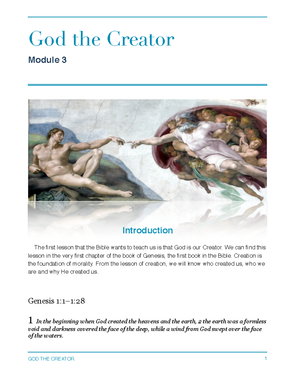 Module 3Godthe Creator - God the Creator Module 3 Introduction The ...