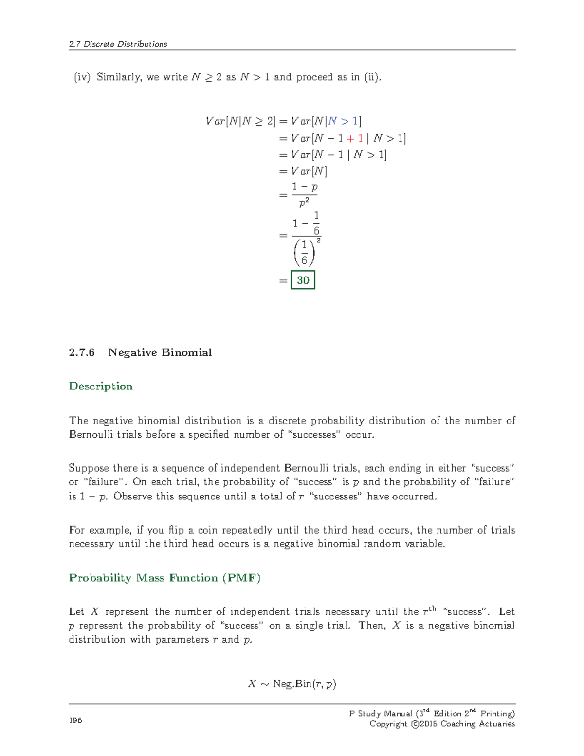 2.11 Negative Binomial - (iv) Similarly, we write N ≥ 2 as N > 1 and ...