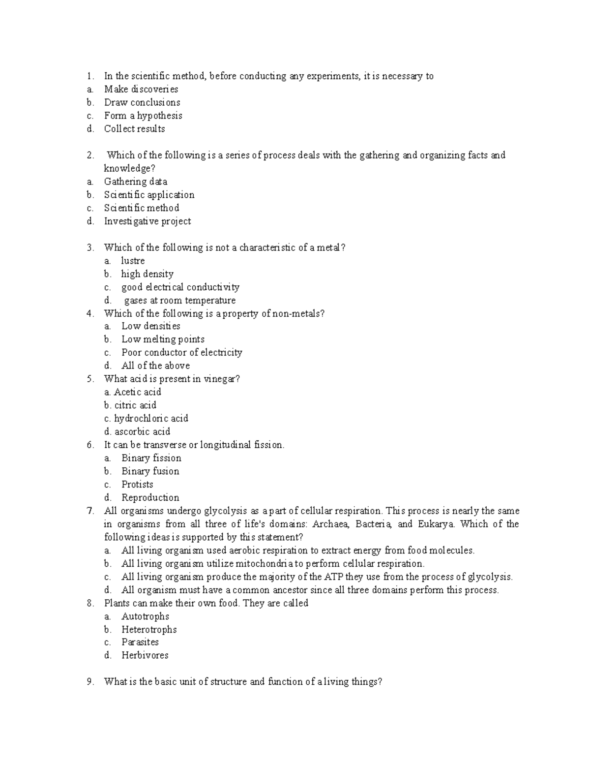 Grade-8 - Notes - In the scientific method, before conducting any ...