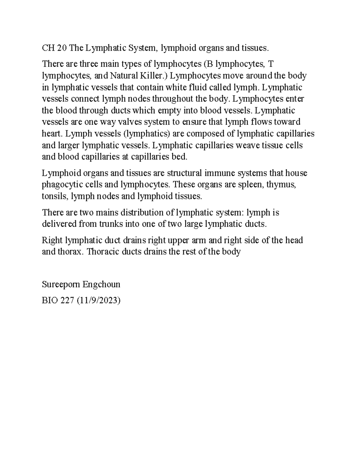 VL # 4 CH20 The Lymphatic System - CH 20 The Lymphatic System, lymphoid ...