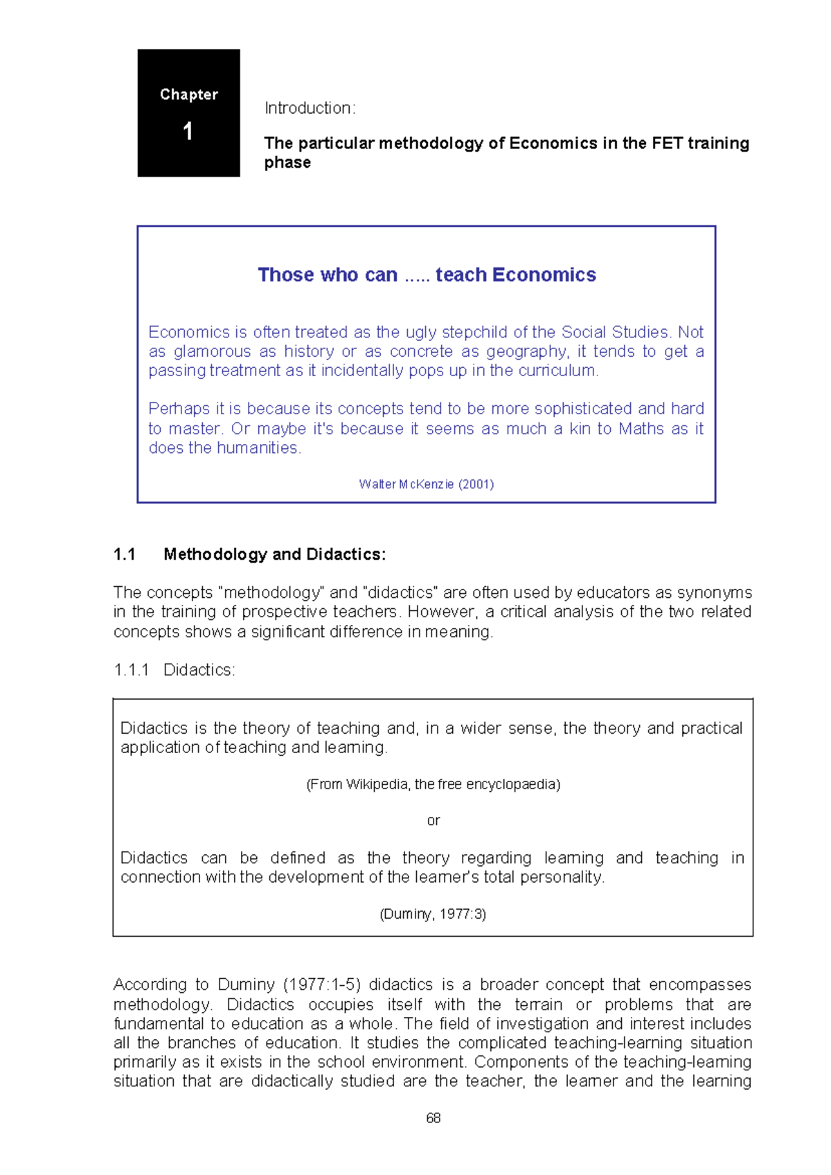 3. Chapter 1. The particular methodology of Economics in the FET ...