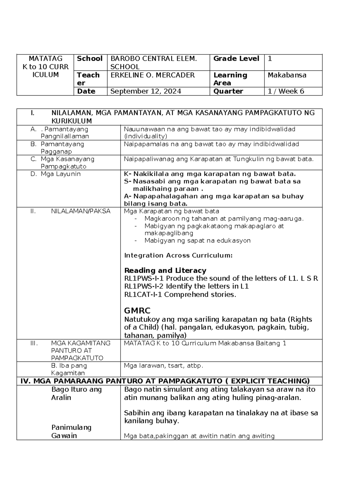 1st CO makabansa -MAM Erkeline - MATATAG K to 10 CURR ICULUM School ...
