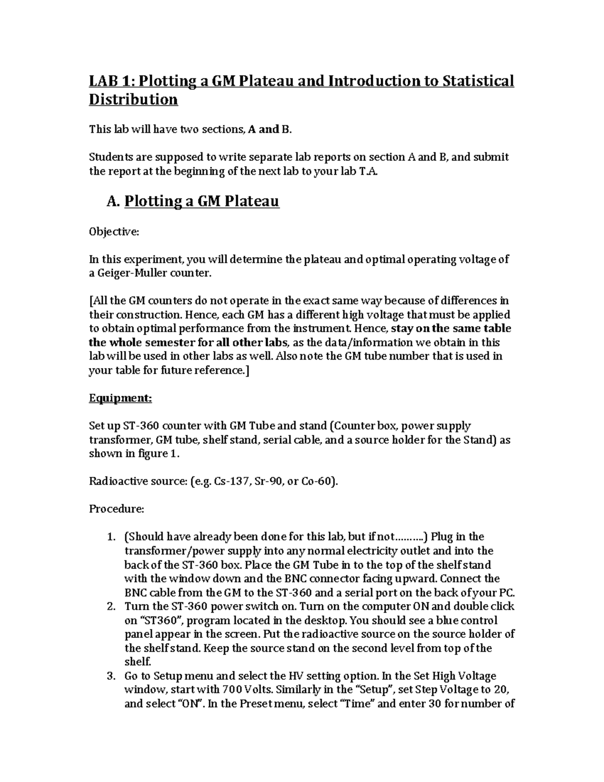 Lab-1-statistics - LAB 1: Plotting a GM Plateau and Introduction to Statistical Distribution ...
