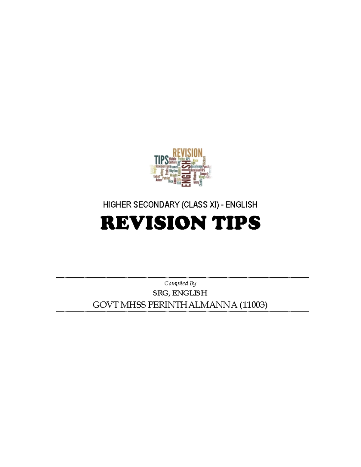 +1English Revision Tips - HIGHER SECONDARY (CLASS XI) - ENGLISH ...