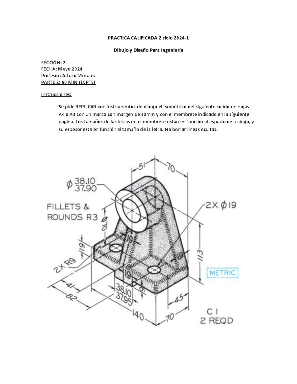 PC2 UTEC 2024-1 Segunda Parte Seccion 2 - PRACTICA CALIFICADA 2 ciclo 2024- 1 Dibujo y Diseño ...