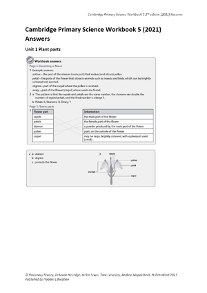 Cambridge Primary Science book 5 - Learner’s Book answers Unit 1 Life ...