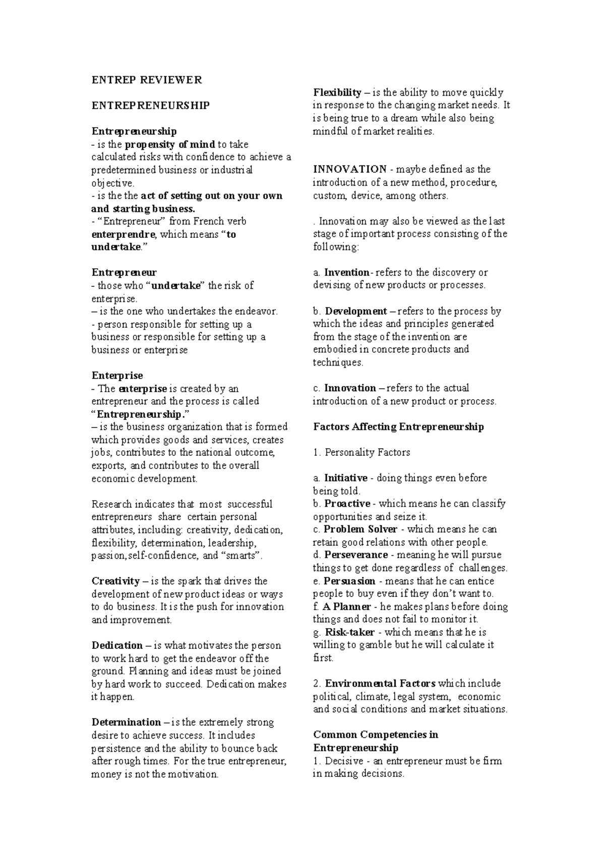 Entrep reviewer- eli - ENTREP REVIEWER ENTREPRENEURSHIP ...