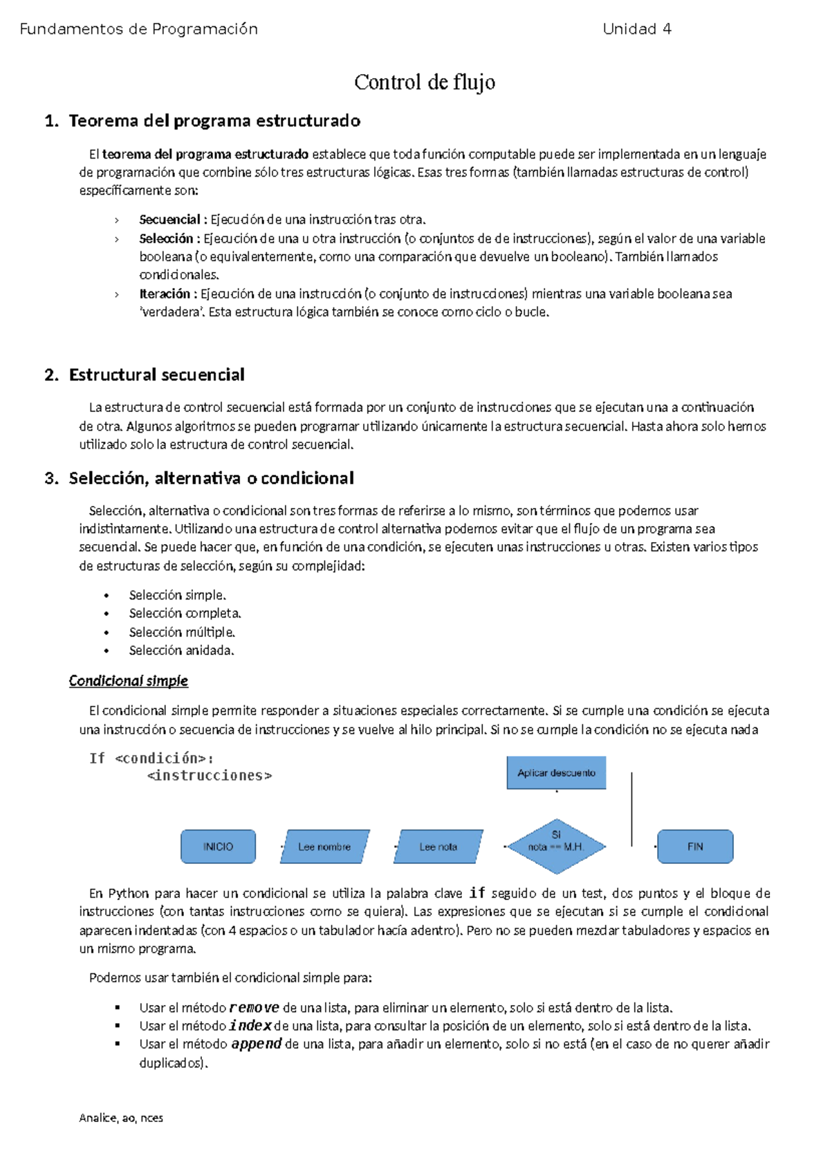 Tema4 - Programación - Control de flujo 1. Teorema del programa estructurado El teorema del ...