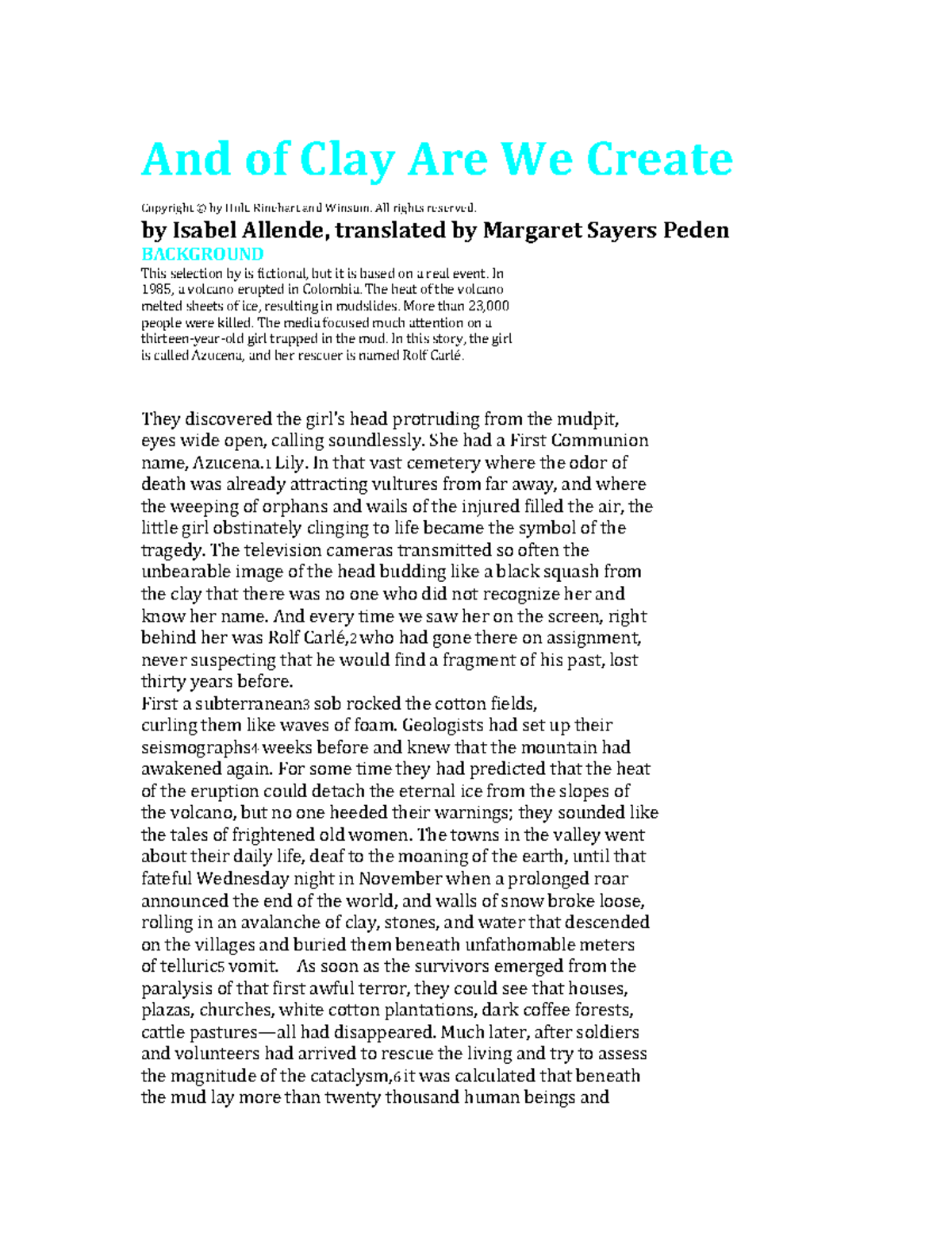 And of Clay Are We Create - And of Clay Are We Create Copyright © by ...