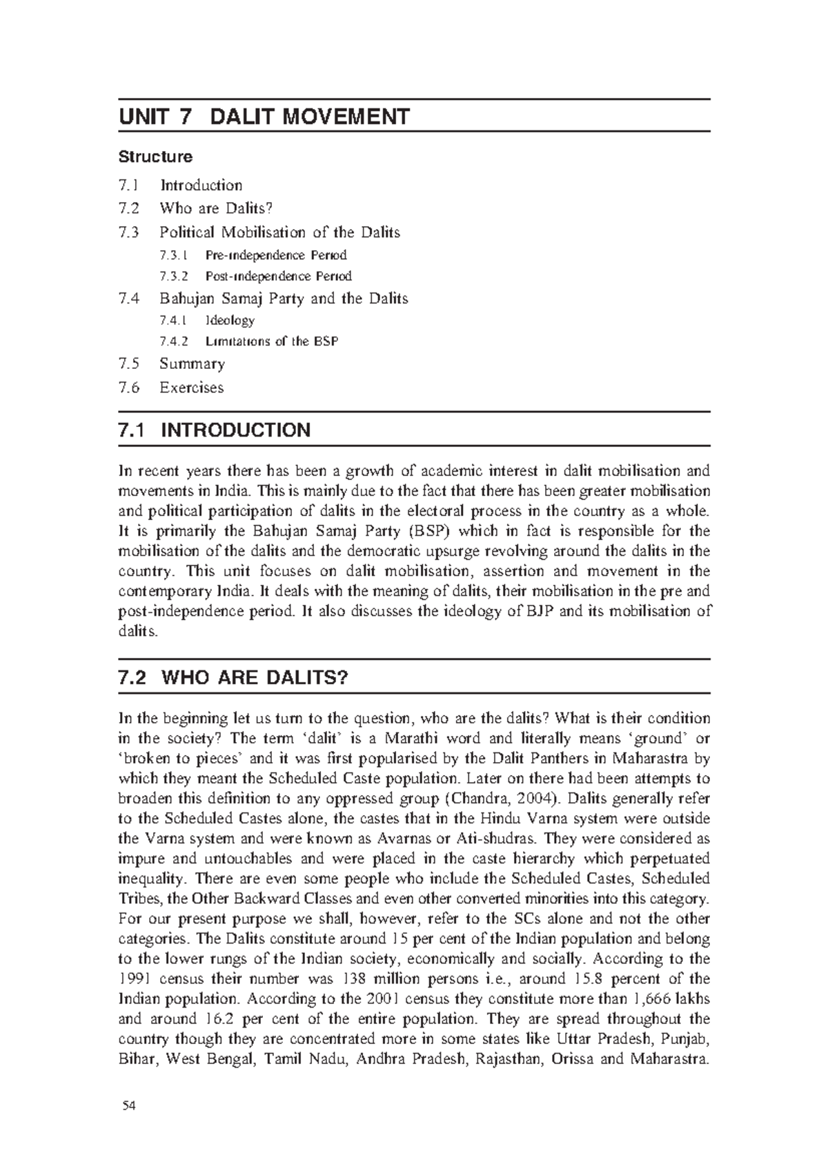 Unit-7 dalit movement - UNIT 7 DALIT MOVEMENT Structure 7 Introduction ...