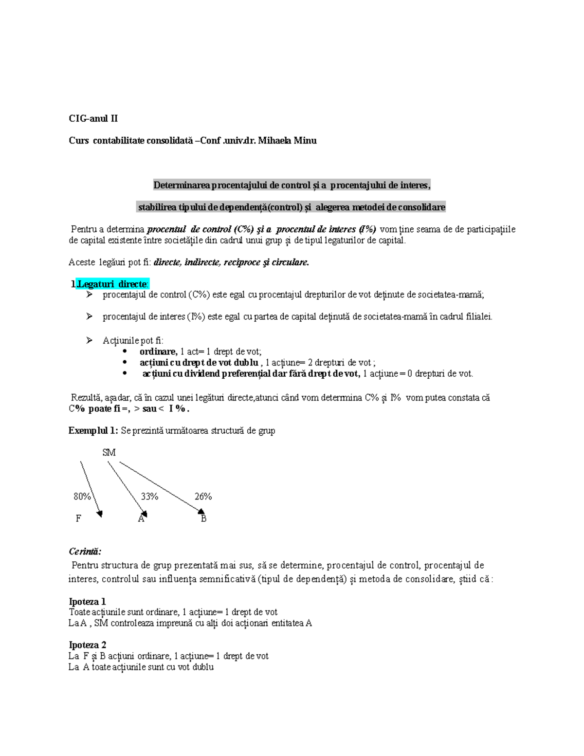 Curs 4 Determinarea procentajului de control, procent de interes , metoda conso. nerezolvat ...