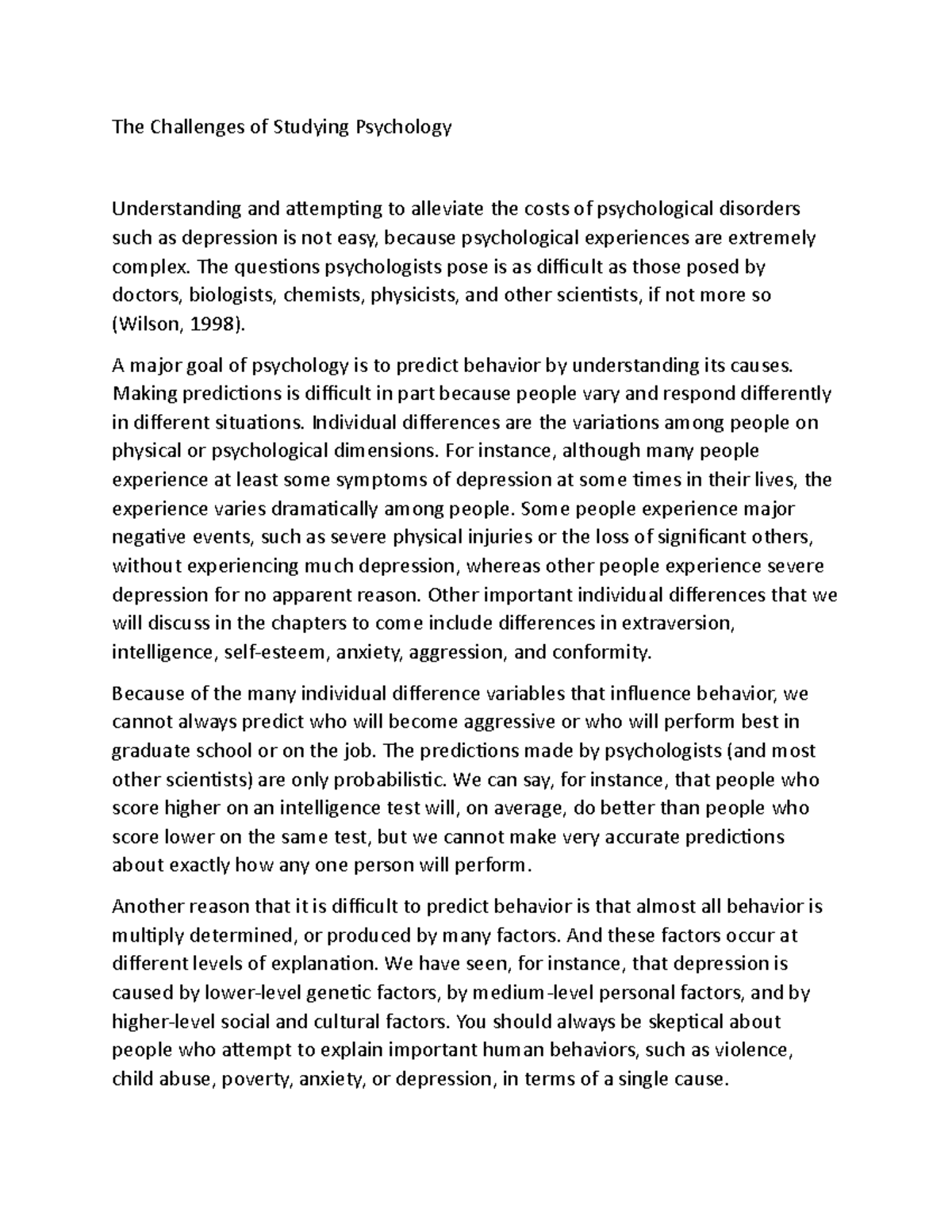The Challenges of Studying Psychology - The Challenges of Studying ...