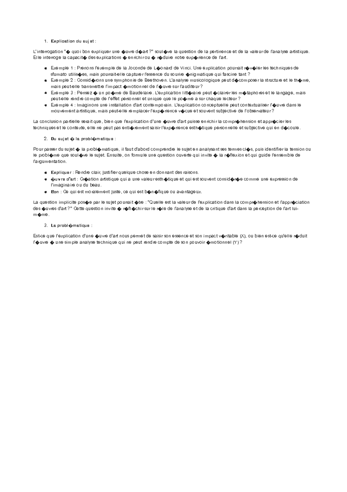 A quoi bon expliquer une œuvre d’art - Explication du suj et : L ...